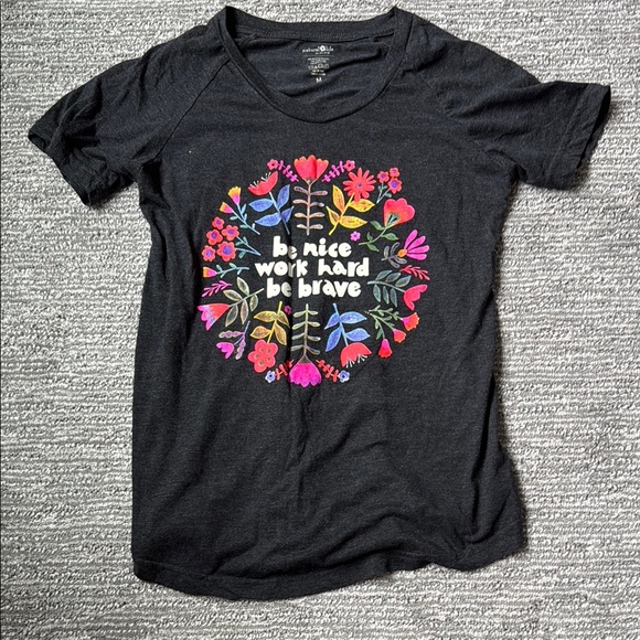 NATURAL LIFE | Tops | Natural Life Black Tee With Vibrant Floral Design ...